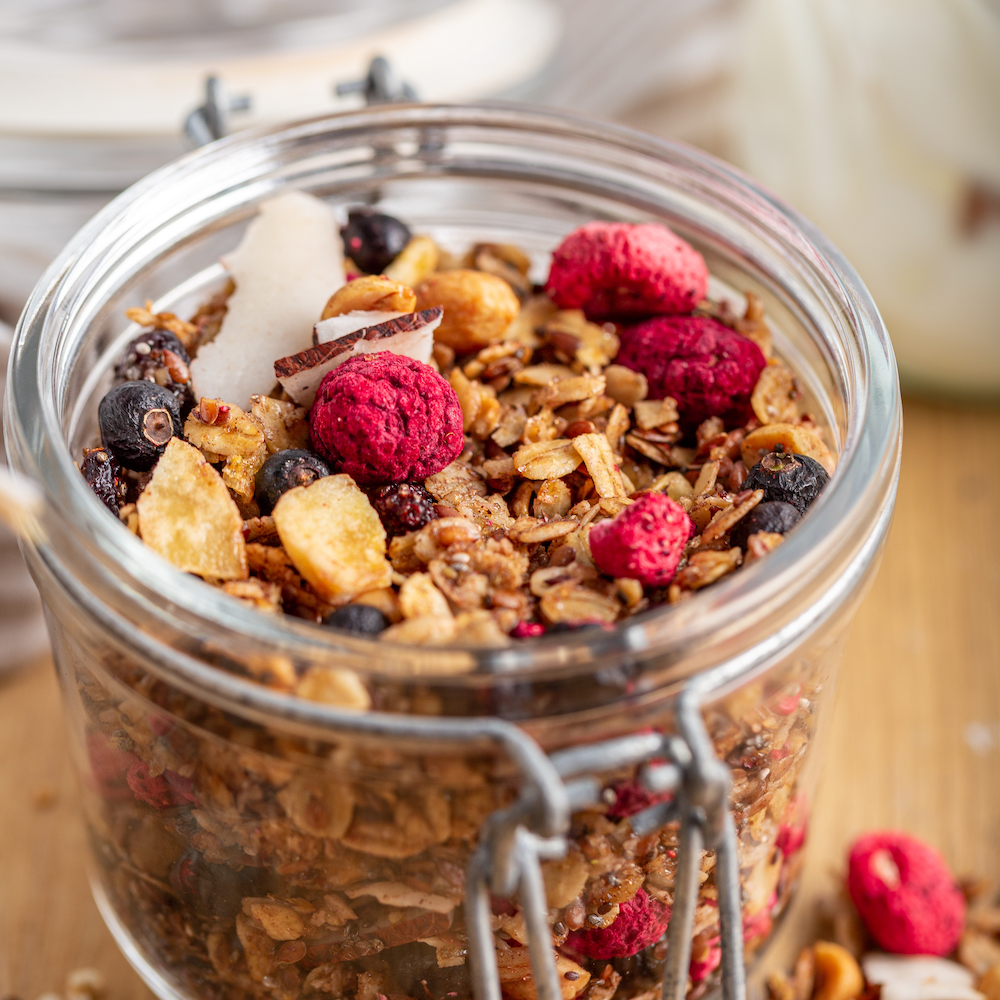 Granola de chocolate y frutos rojos en freidora de aire | Receta | JUST SPICES